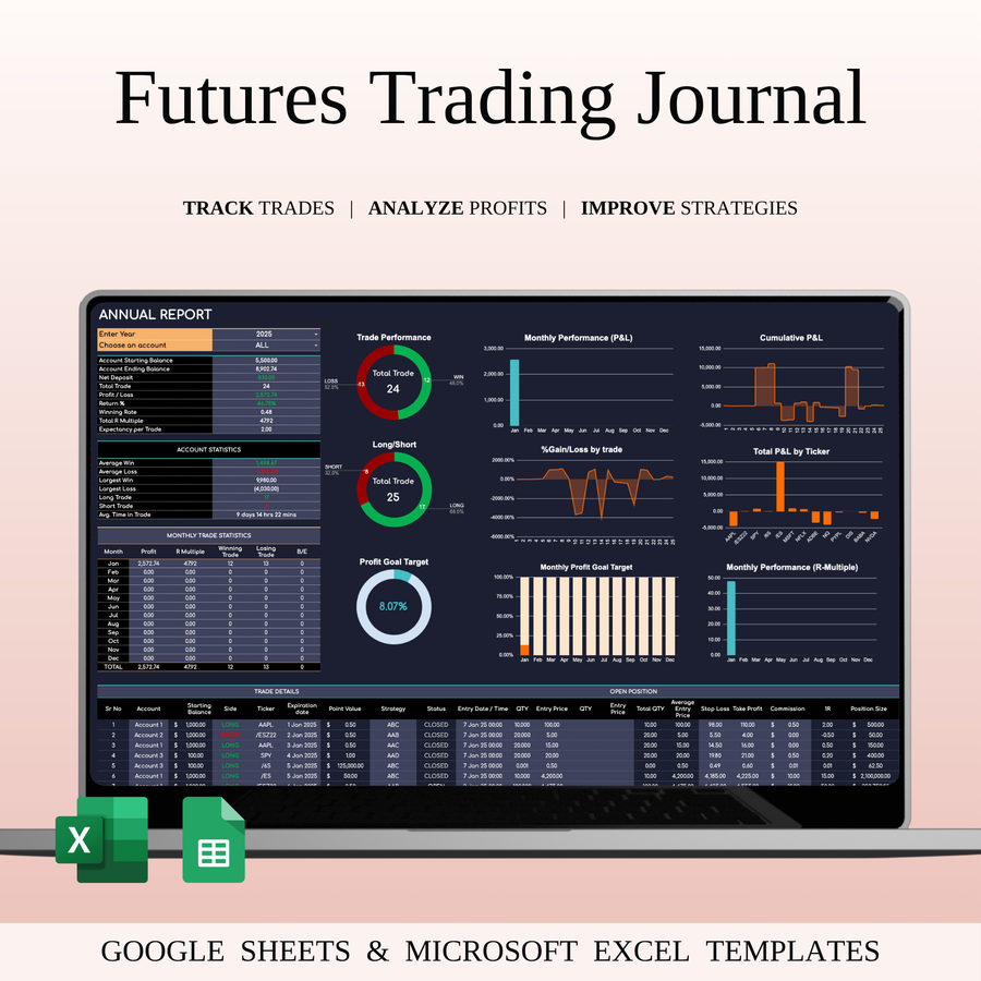 Trading Journal Templates Excel & Google Sheets | SpreadsheetsHub