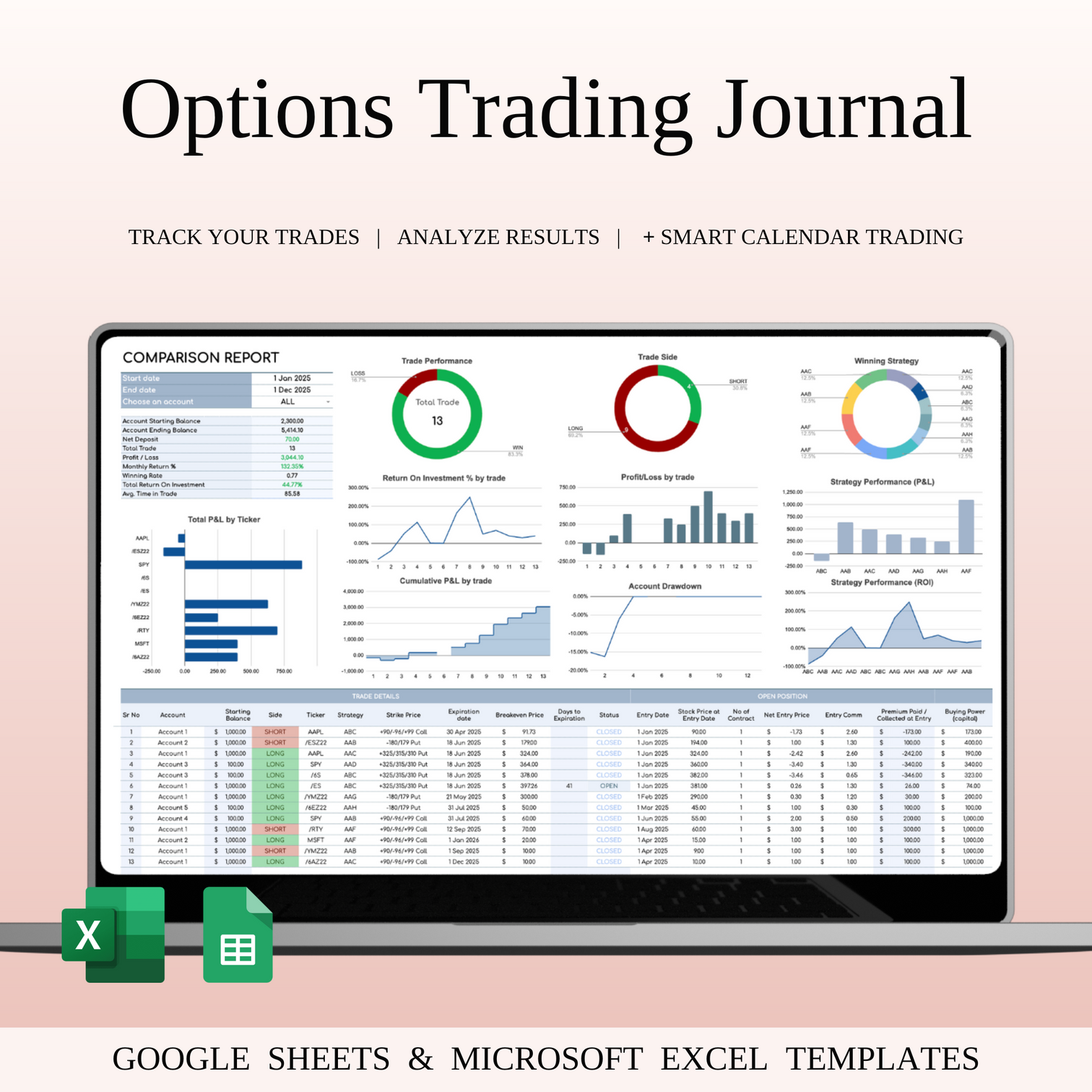 Trading Journal Templates Excel & Google Sheets | SpreadsheetsHub