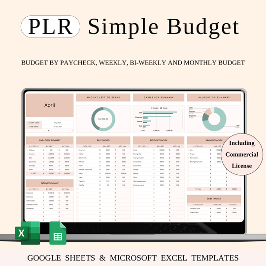 PLR Spreadsheets – Ready-to-Sell Templates (Excel and Google Sheets)